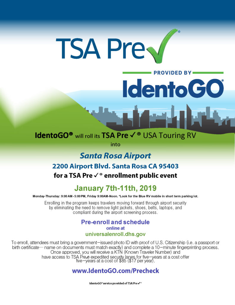 TSA Pre-Check Event Flyer 1-2019 - Charles M. Schulz Sonoma County Airport